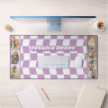 Pastel Purple Checkerboard Cute Name Photo Collage Desk Mat | Zazzle