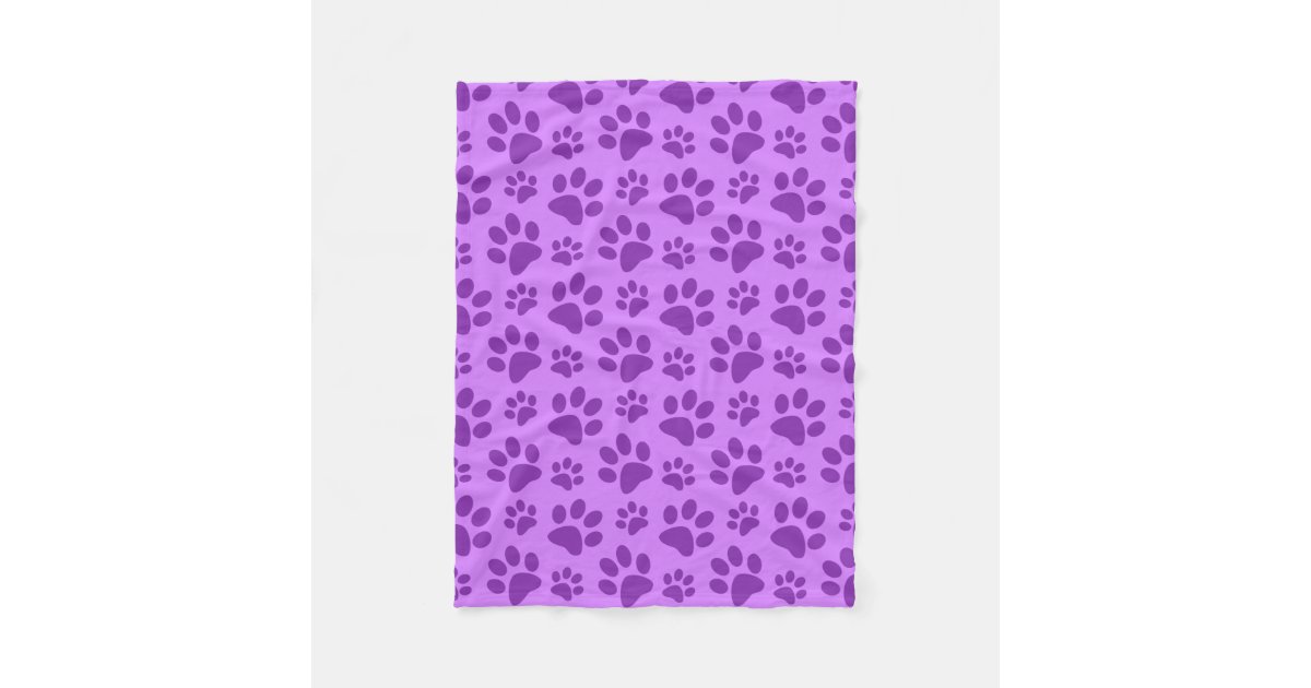 Pastel purple dog paw print fleece blanket | Zazzle