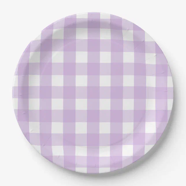 Pastel Purple Gingham Pattern Paper Plates | Zazzle
