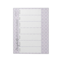 Pastel Purple Gray Quatrefoil with Weekly Planner Notepad | Zazzle