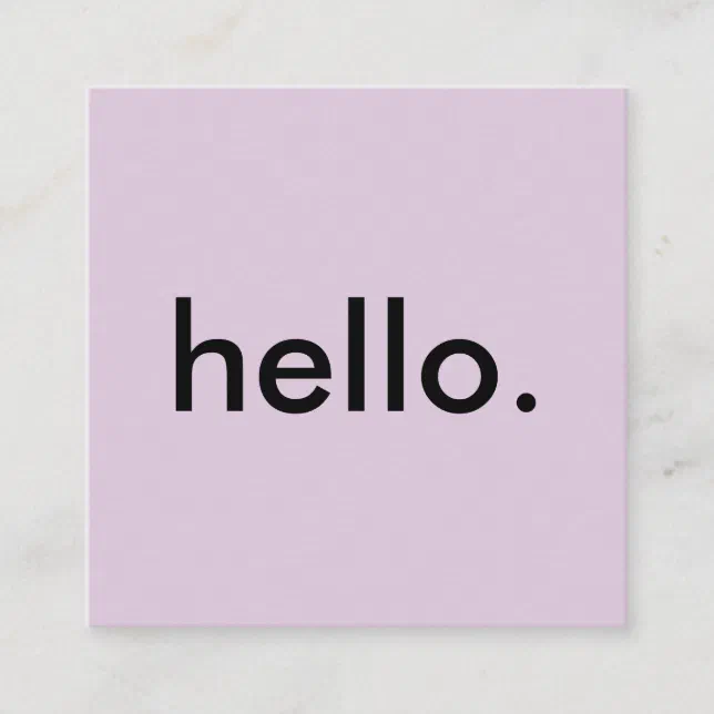 Pastel Purple Minimalist Hello Square Business Card | Zazzle