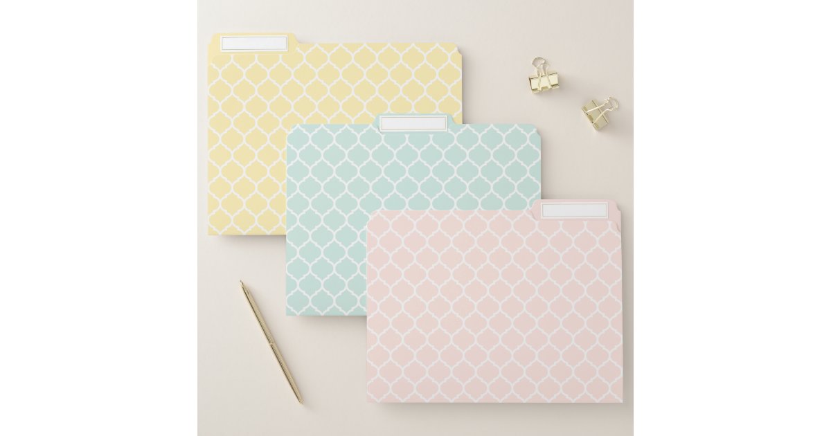 Pastel Quatrefoil Pattern File Folders | Zazzle