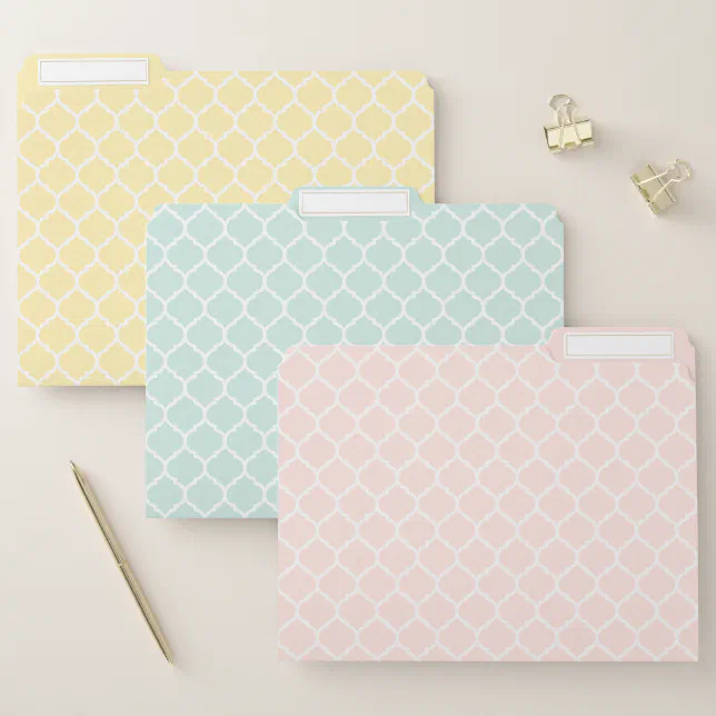 Pastel Quatrefoil Pattern File Folders | Zazzle