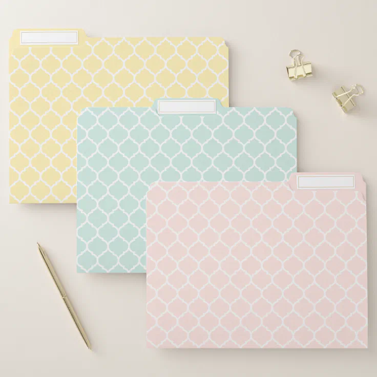 Pastel Quatrefoil Pattern File Folders | Zazzle