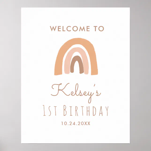 Pastel Rainbow 1st Birthday Party Welcome Poster | Zazzle