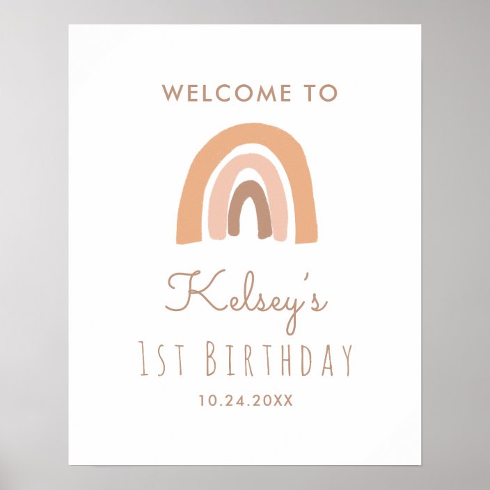 Pastel Rainbow 1st Birthday Party Welcome Poster | Zazzle.com