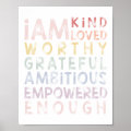 Pastel Rainbow Affirmations For Kids Poster | Zazzle
