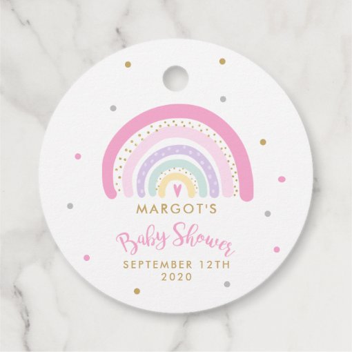 Pastel Rainbow Baby Shower Favor Tags | Zazzle