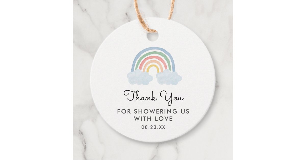 Pastel Rainbow Baby Shower Thank You Favor Tags | Zazzle