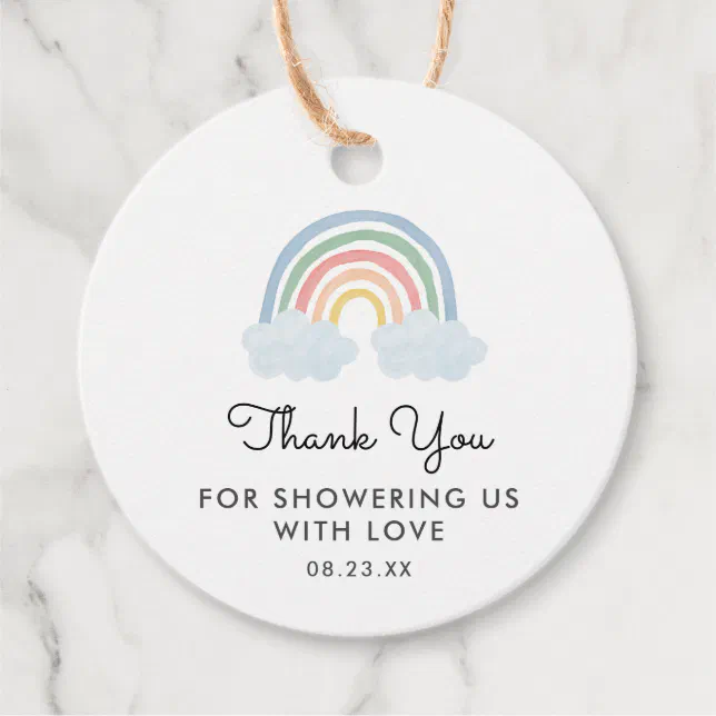 Pastel Rainbow Baby Shower Thank You Favor Tags | Zazzle