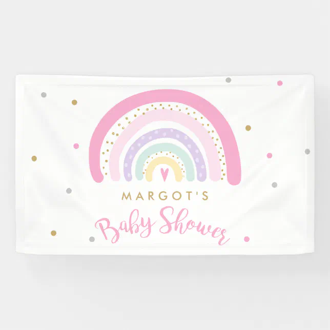 Pastel Rainbow Baby Shower Welcome Banner | Zazzle