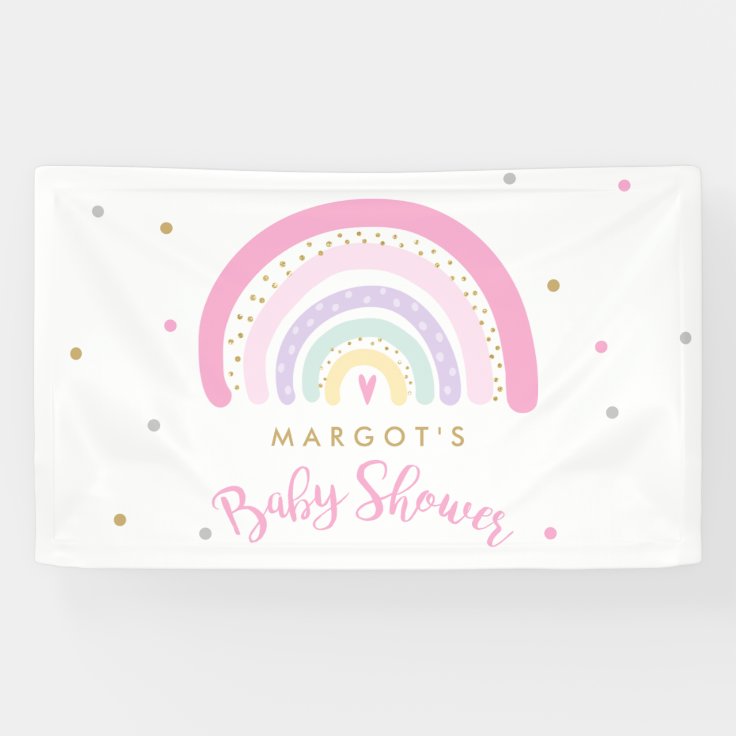 Pastel Rainbow Baby Shower Welcome Banner | Zazzle