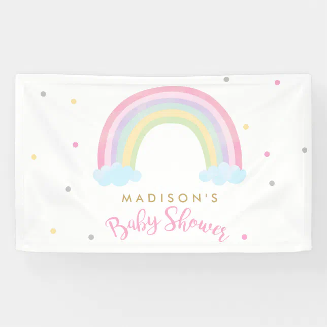 Pastel Rainbow Baby Shower Welcome Banner | Zazzle