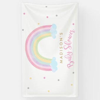 Pastel Rainbow Baby Shower Welcome Banner | Zazzle