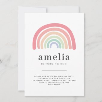 Pastel Rainbow Birthday Invitation | Zazzle
