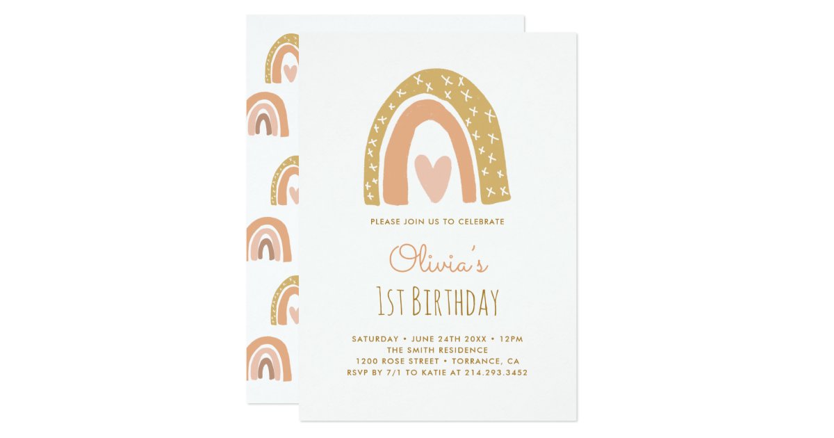 Pastel Rainbow Birthday Invitation Cards | Zazzle.com