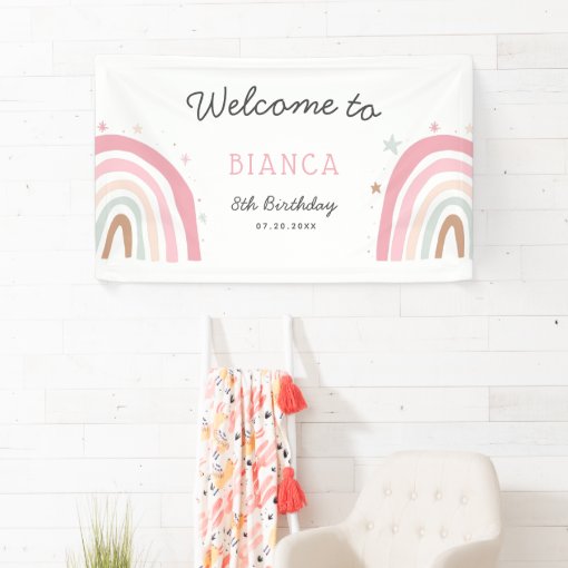 Pastel Rainbow Birthday Party Welcome Banner | Zazzle