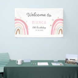 Pastel Rainbow Birthday Party Welcome Banner | Zazzle