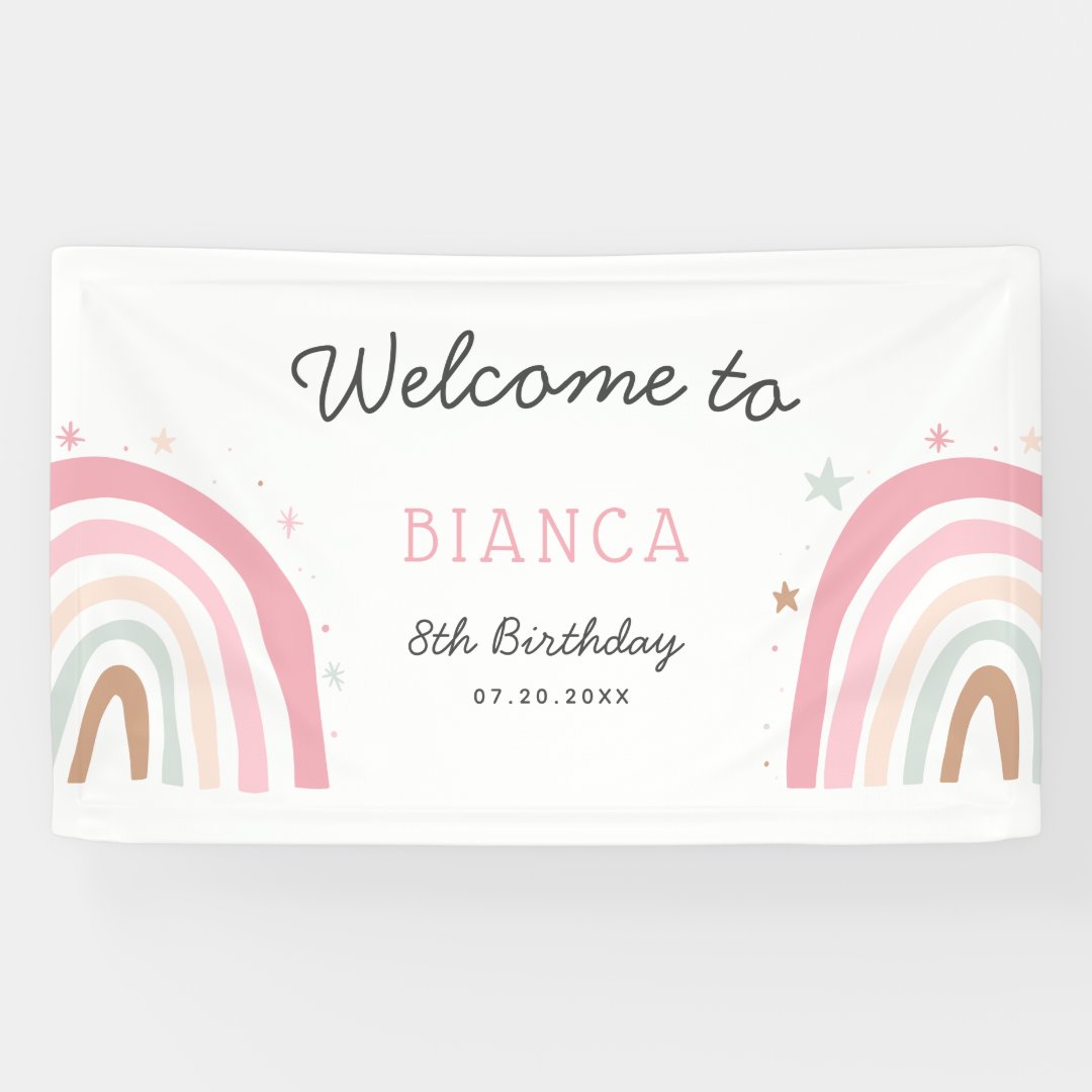 Pastel Rainbow Birthday Party Welcome Banner | Zazzle