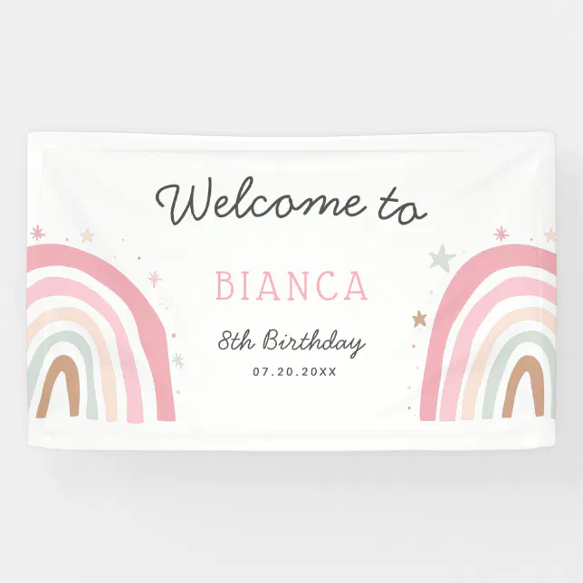 Pastel Rainbow Birthday Party Welcome Banner | Zazzle