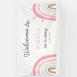 Pastel Rainbow Birthday Party Welcome Banner | Zazzle