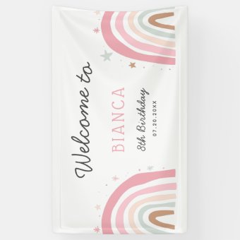 Pastel Rainbow Birthday Party Welcome Banner | Zazzle