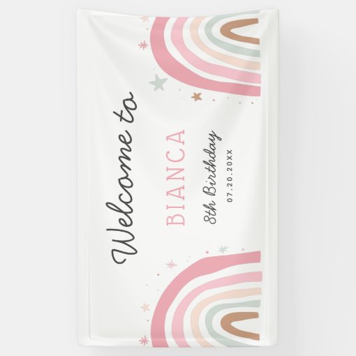 Pastel Rainbow Birthday Party Welcome Banner | Zazzle