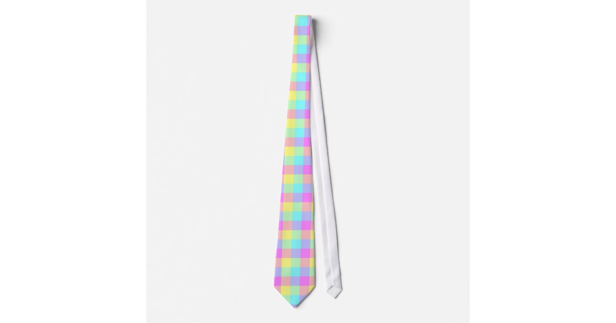 Pastel Rainbow Checkered Tie | Zazzle