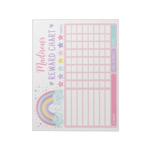 Pastel Rainbow Clouds Reward Chart Chore Chart Notepad | Zazzle Pastel Rainbow Clouds Reward Chart Chore Chart Notepad | Zazzle
