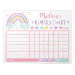 Pastel Rainbow Clouds Reward Chart Chore Chart Notepad | Zazzle