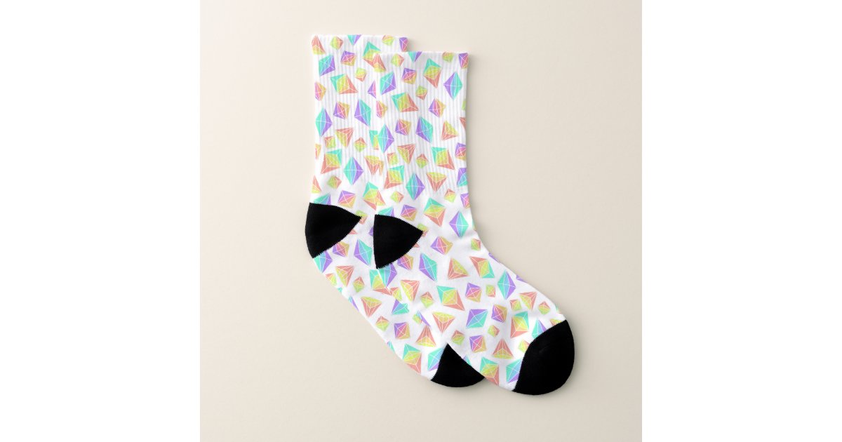 Pastel Rainbow Crystals Pattern Socks | Zazzle