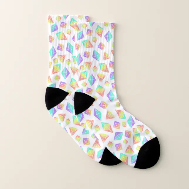 Pastel Rainbow Crystals Pattern Socks | Zazzle