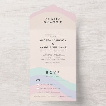 Pastel Rainbow Gay Pride LGBTQ Colorful Wedding All In One Invitation ...