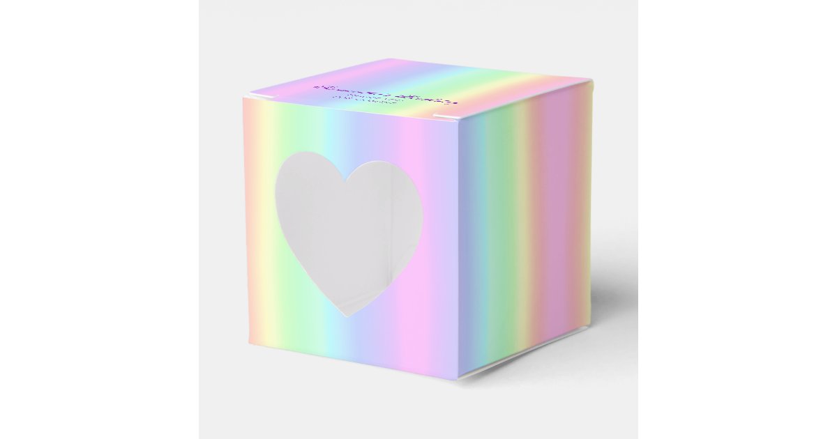 Pastel Rainbow Gradient Birthday Thank You Heart Favor Boxes | Zazzle
