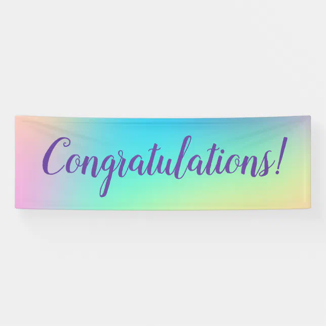 Pastel Rainbow Gradient "Congratulations" Banner | Zazzle