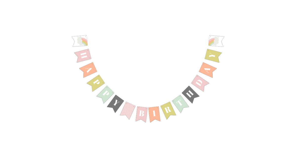 Pastel Rainbow Kids Happy Birthday Bunting Flags | Zazzle