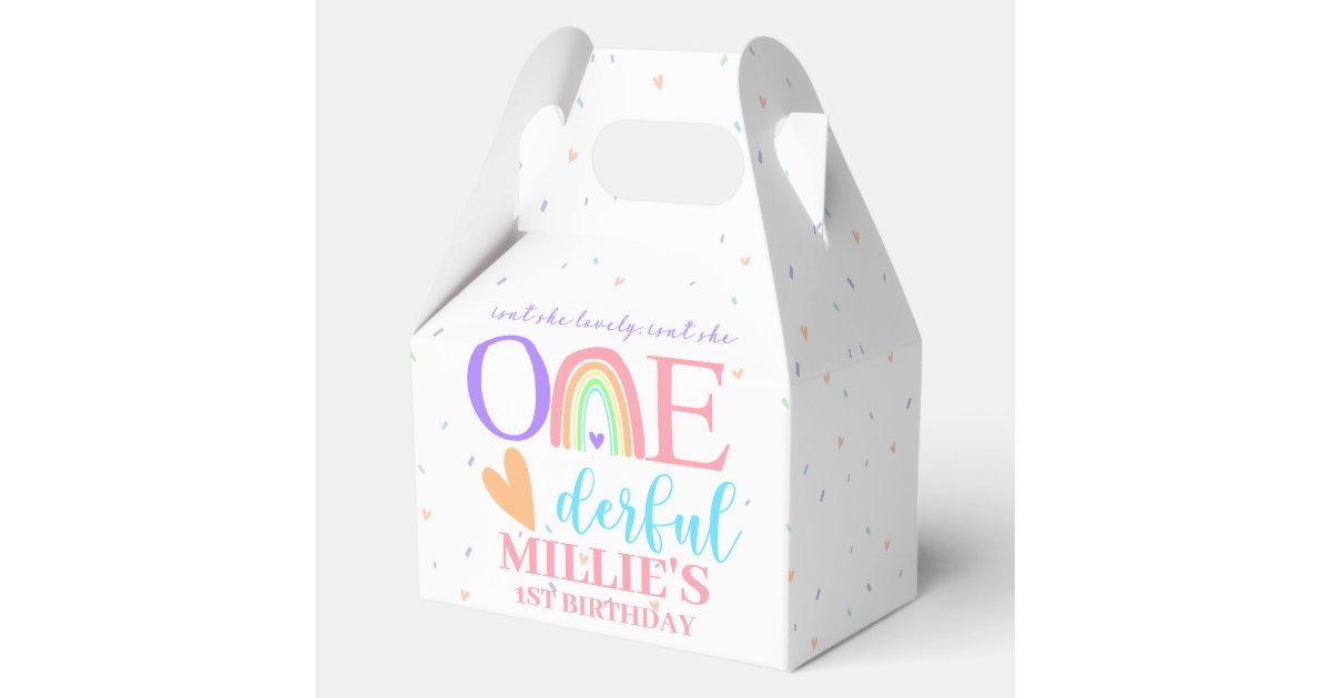 Pastel Rainbow ONEderful First Birthday Favor Box | Zazzle