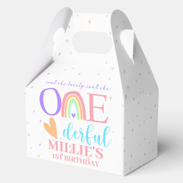 Pastel Rainbow ONEderful First Birthday Favor Box | Zazzle