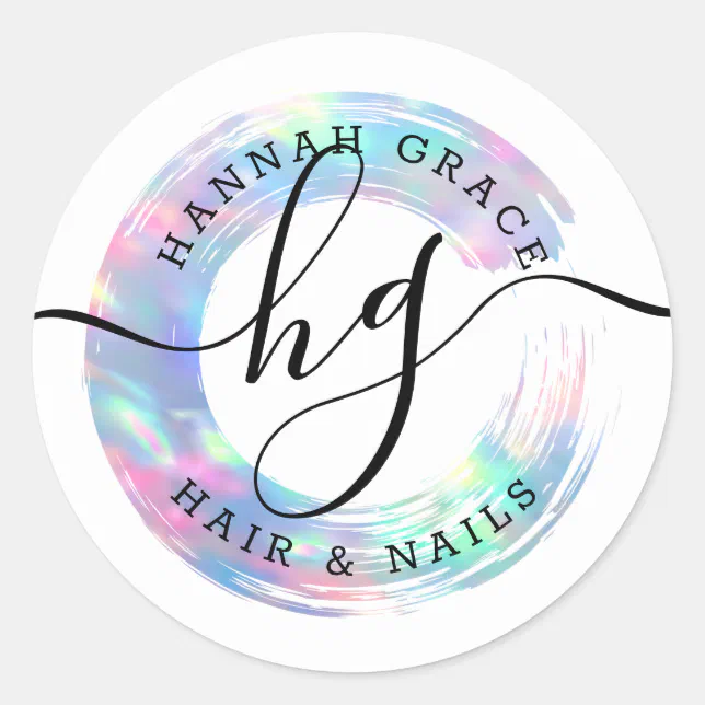 Pastel Rainbow Paint Swash Logo Custom Chic Decal Classic Round Sticker ...