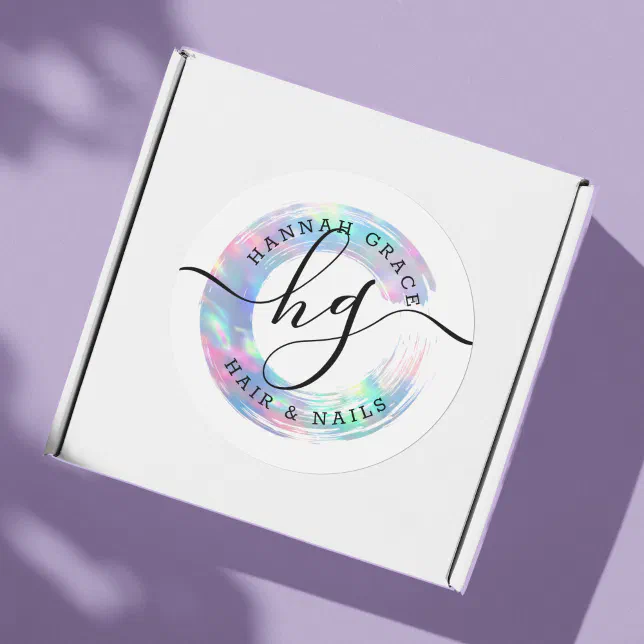 Pastel Rainbow Paint Swash Logo Custom Chic Decal Classic Round Sticker ...