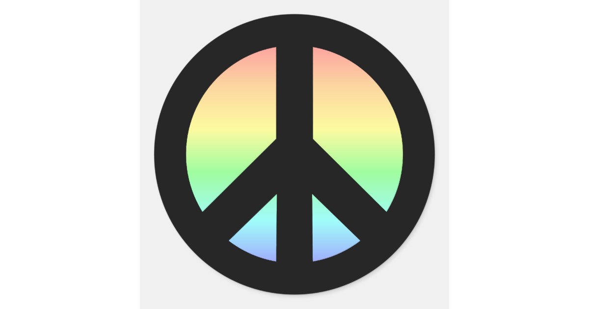 Pastel Rainbow Peace Sign Classic Round Sticker | Zazzle