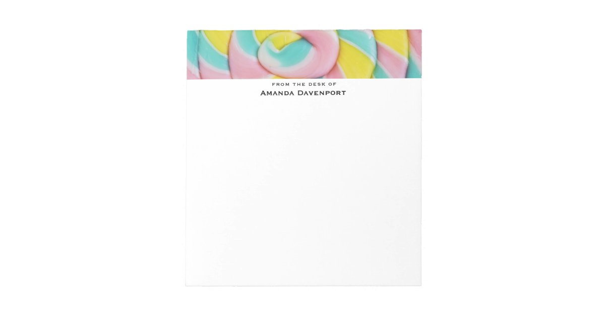 Pastel Rainbow Spiral Candy Photo Notepad | Zazzle