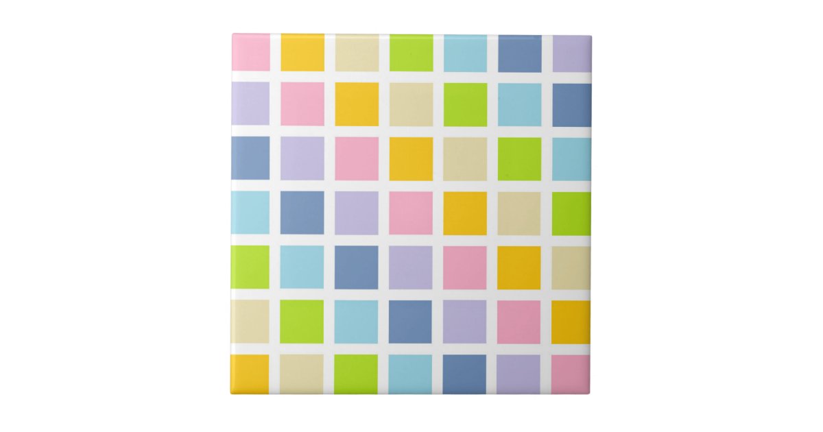 Pastel Rainbow Squares Ceramic Tile | Zazzle