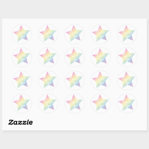 Pastel Rainbow Stars Baby Shower Simple Modern Classic Round Sticker ...