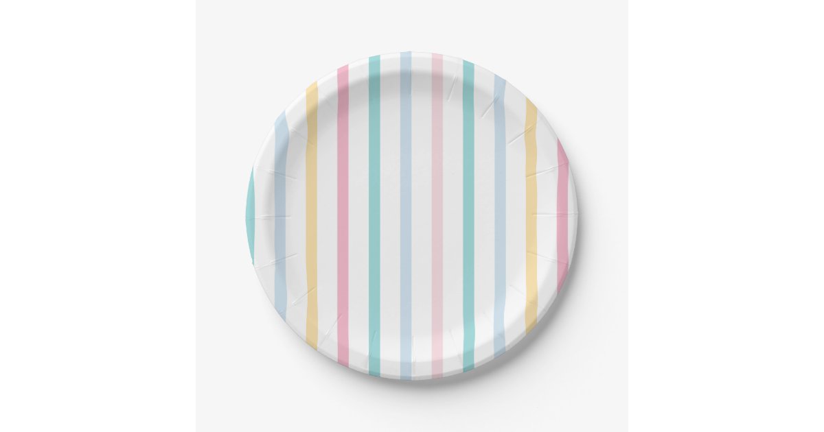 Pastel Rainbow Stripe Paper Plates | Zazzle