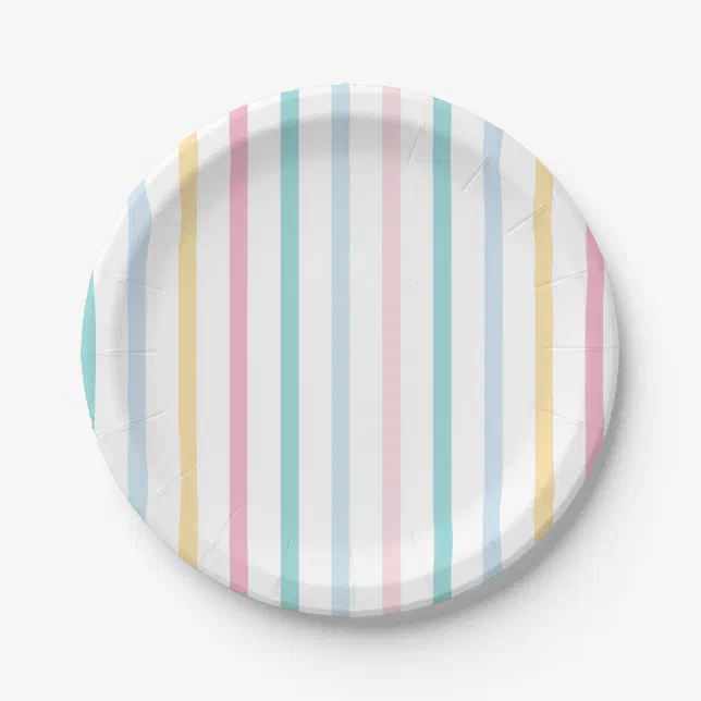 Pastel Rainbow Stripe Paper Plates | Zazzle