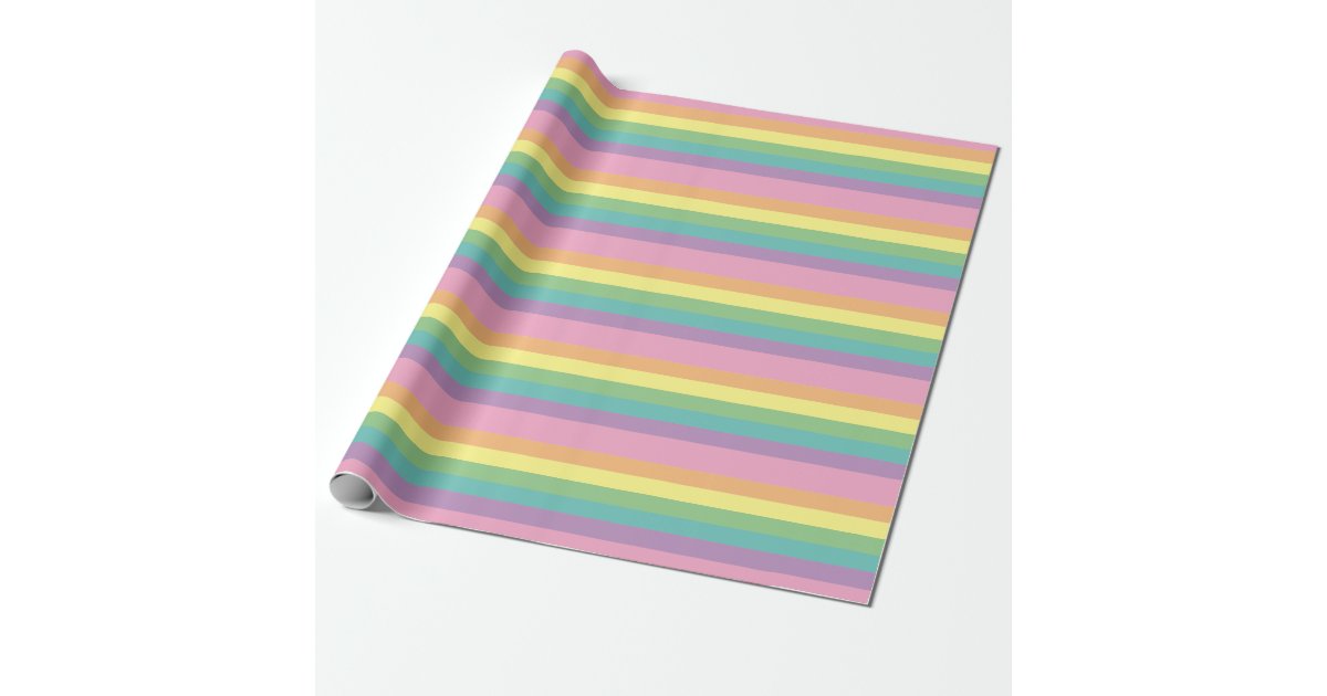 Pastel Rainbow Stripe Wrapping Paper | Zazzle