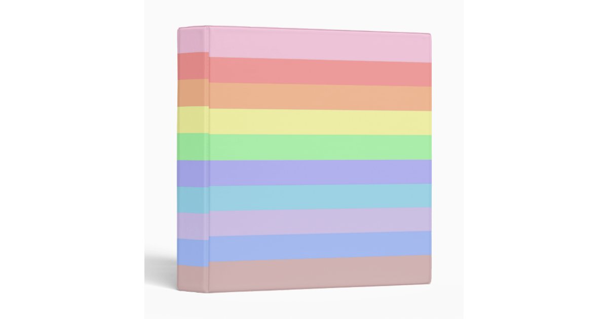 Pastel Rainbow Stripes 3 Ring Binder | Zazzle