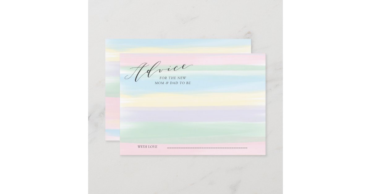 Pastel Rainbow Stripes Advice Card Baby Shower | Zazzle