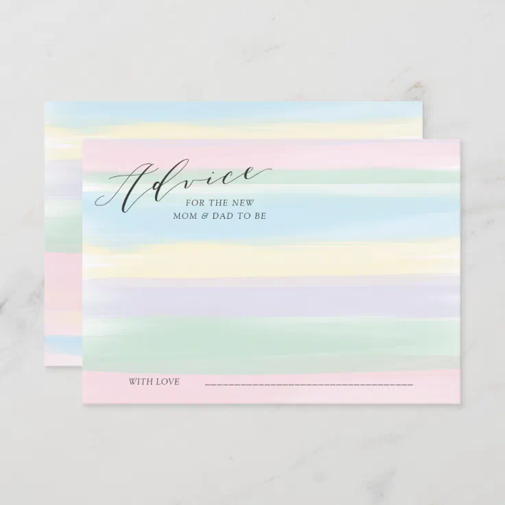 Pastel Rainbow Stripes Advice Card Baby Shower | Zazzle